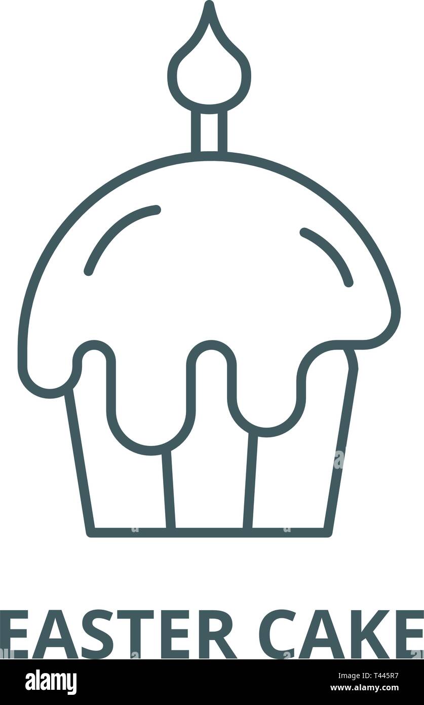 Easter cake line icon, vector. Easter cake outline sign, concept symbol ...