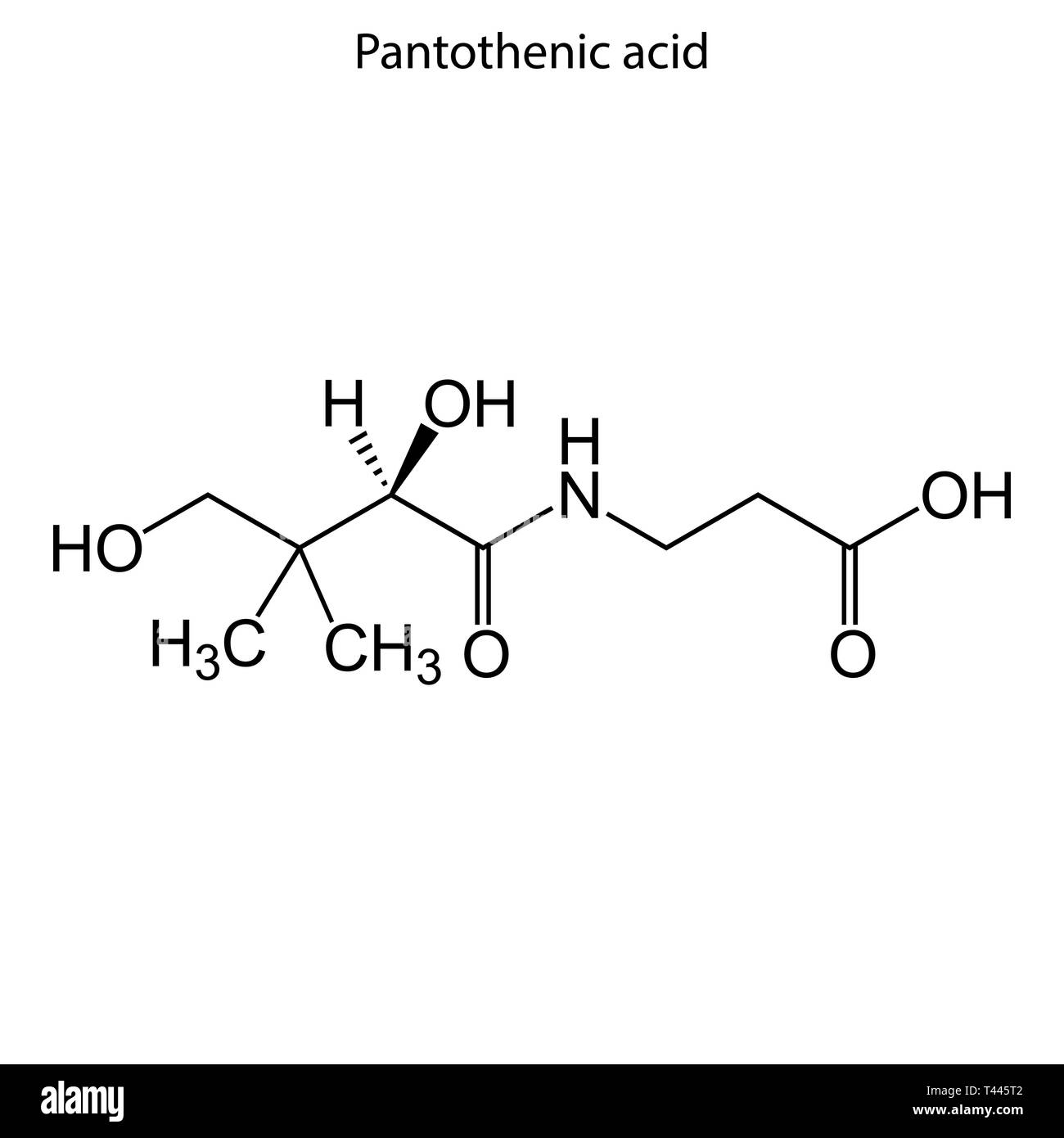 Skeletal formula of Pantothenic acid. Vitamin B 5 chemical molecule ...