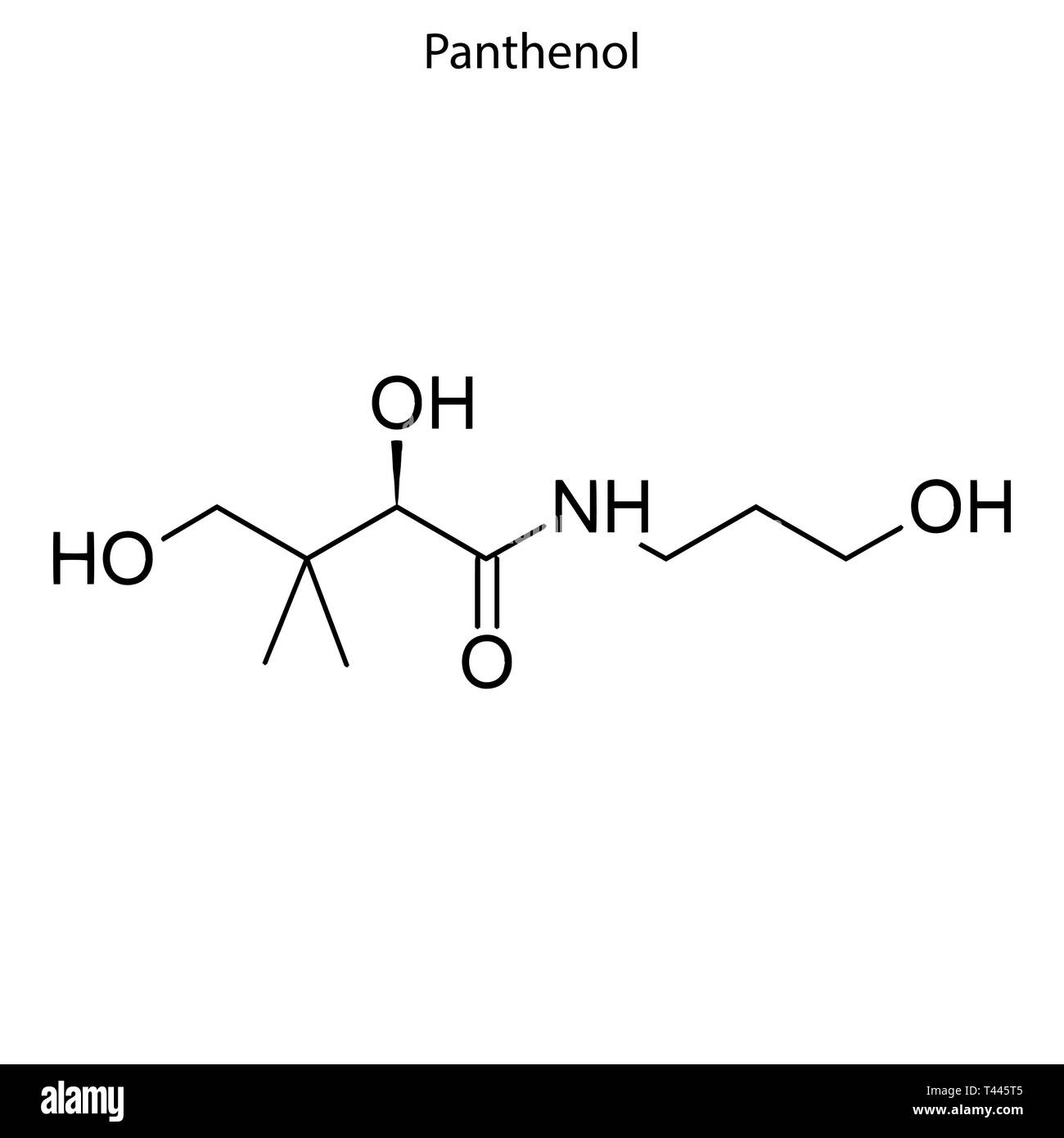 Skeletal formula of Panthenol. Vitamin B 5 chemical molecule Stock ...