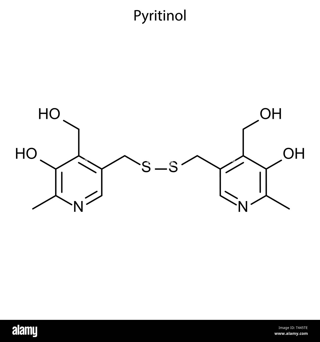 Skeletal formula of Pyritinol. Vitamin B 6 chemical molecule Stock ...