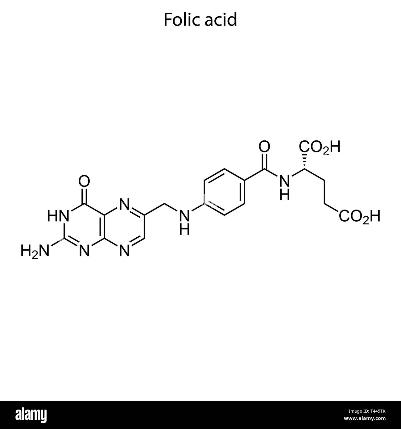 Skeletal formula of Folic acid. Vitamin B 9 chemical molecule Stock ...