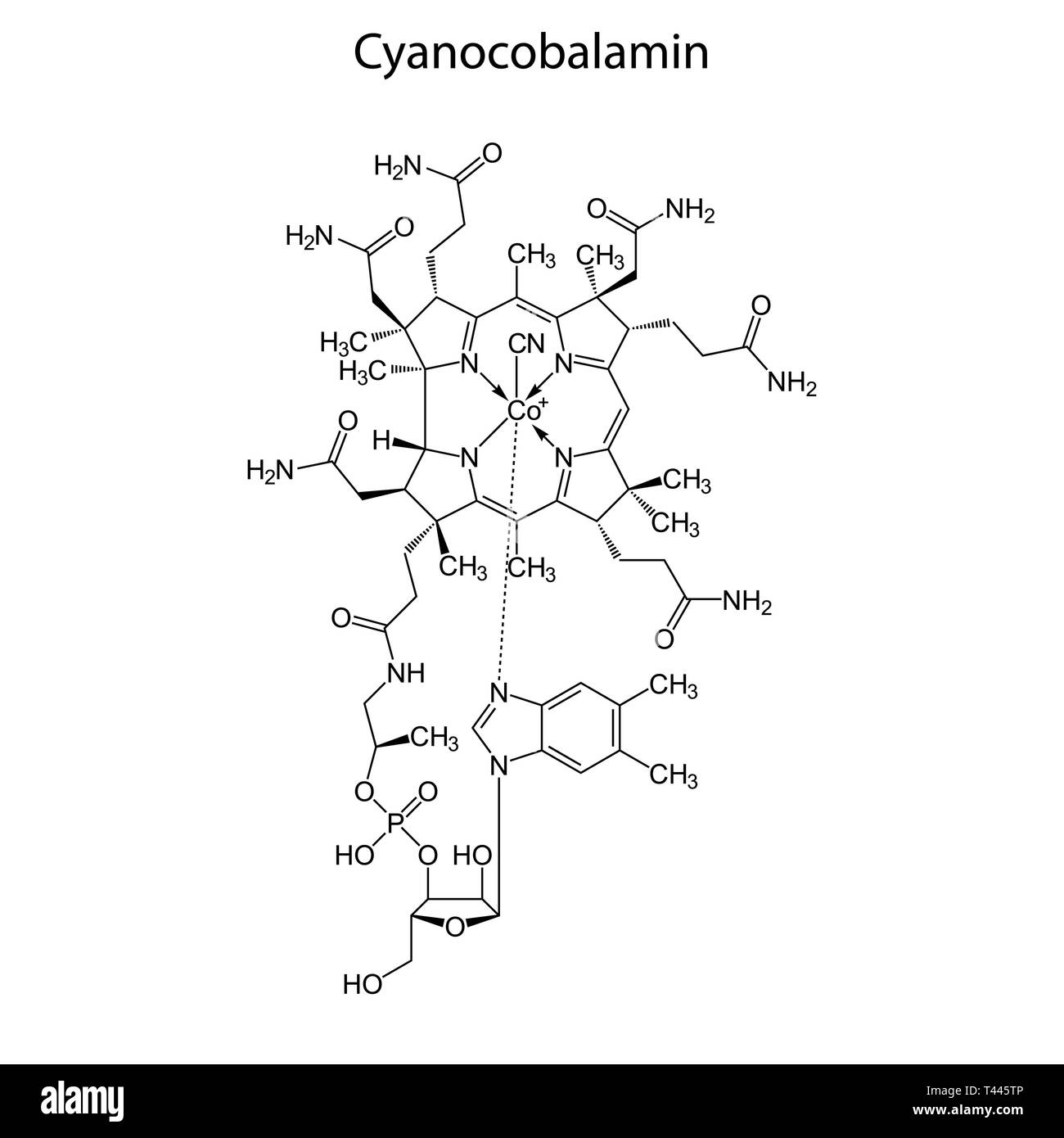 Skeletal formula of Cyanocobalamin. Vitamin B 12 chemical molecule ...