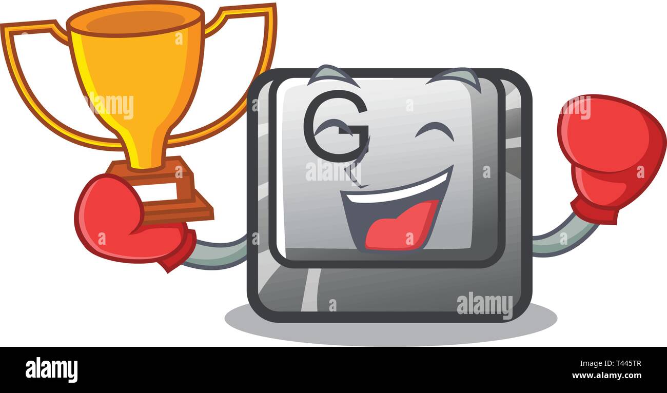 Boxing winner button G installed on mascot computer Stock Vector Image ...