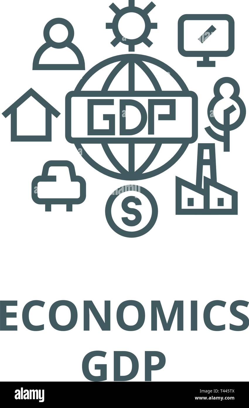 Economics,gdp line icon, vector. Economics,gdp outline sign, concept ...