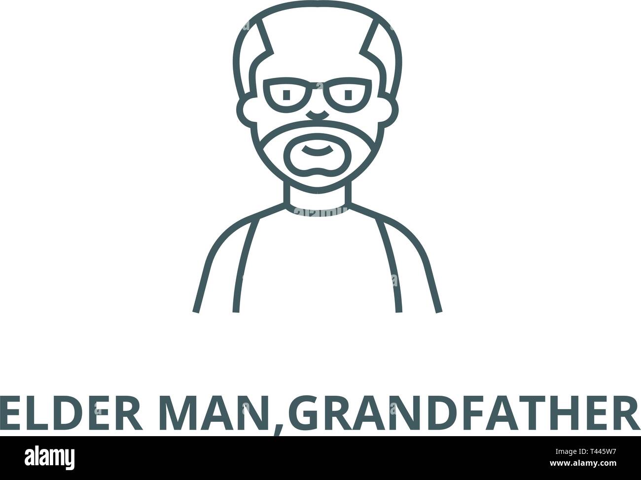 Elder man,grandfather line icon, vector. Elder man,grandfather outline ...