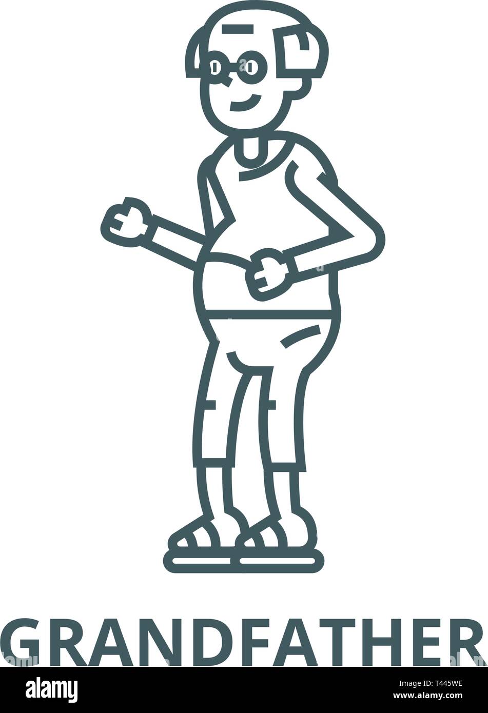 Elderly man,grandfather line icon, vector. Elderly man,grandfather ...