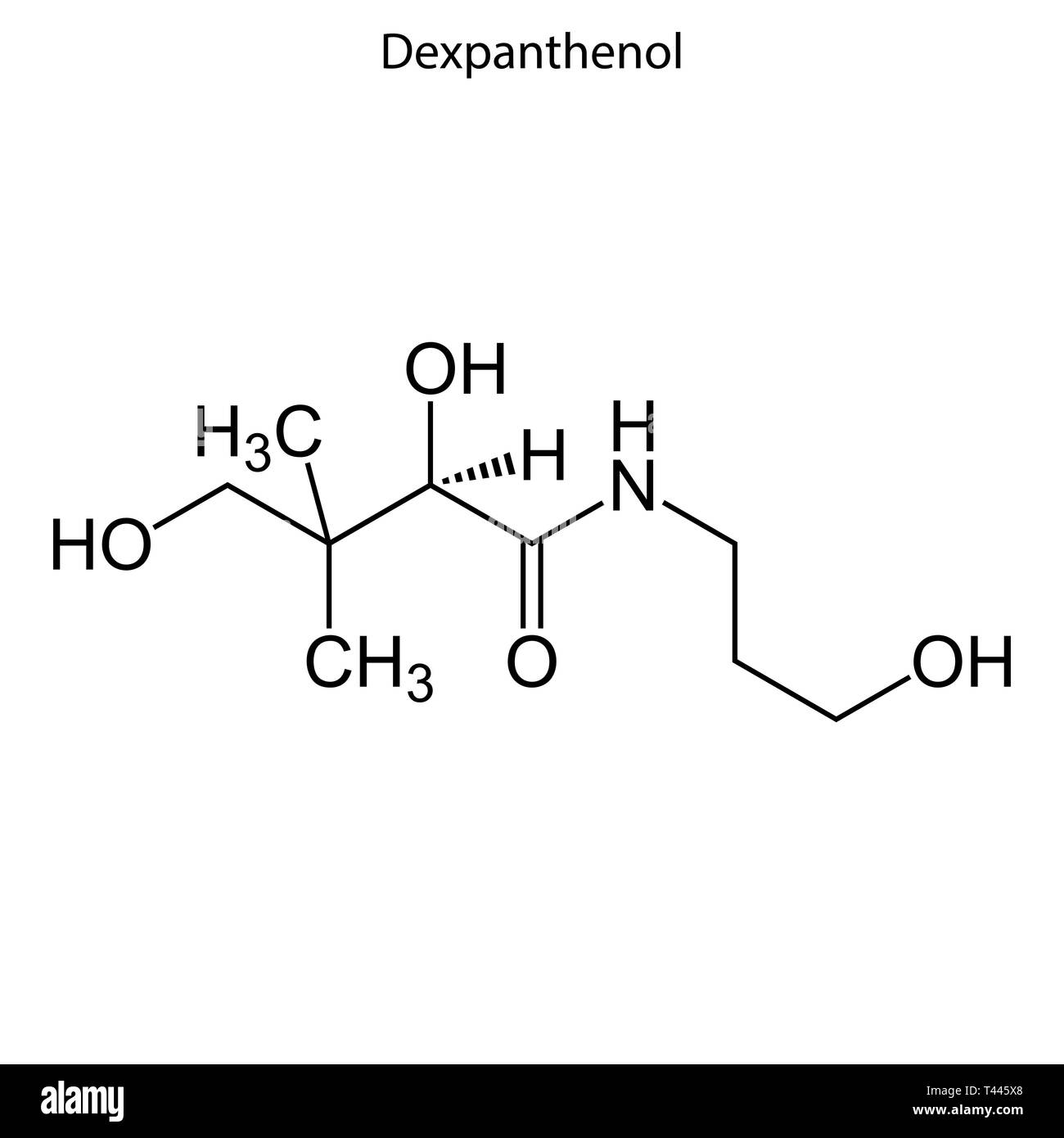 Skeletal formula of Dexpanthenol. Vitamin chemical molecule Stock ...