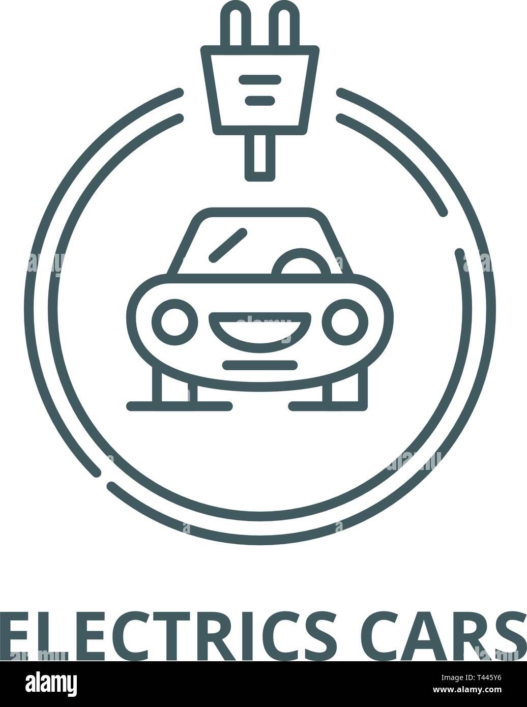 Electrics cars line icon, vector. Electrics cars outline sign, concept ...