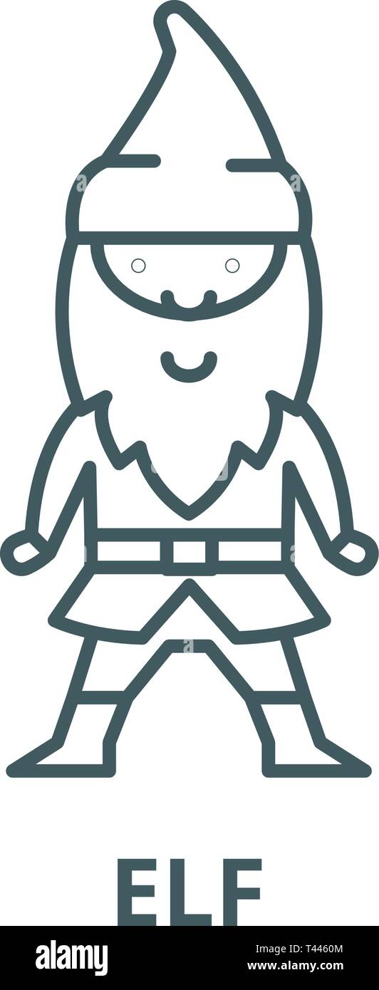Elf line icon, vector. Elf outline sign, concept symbol, flat ...