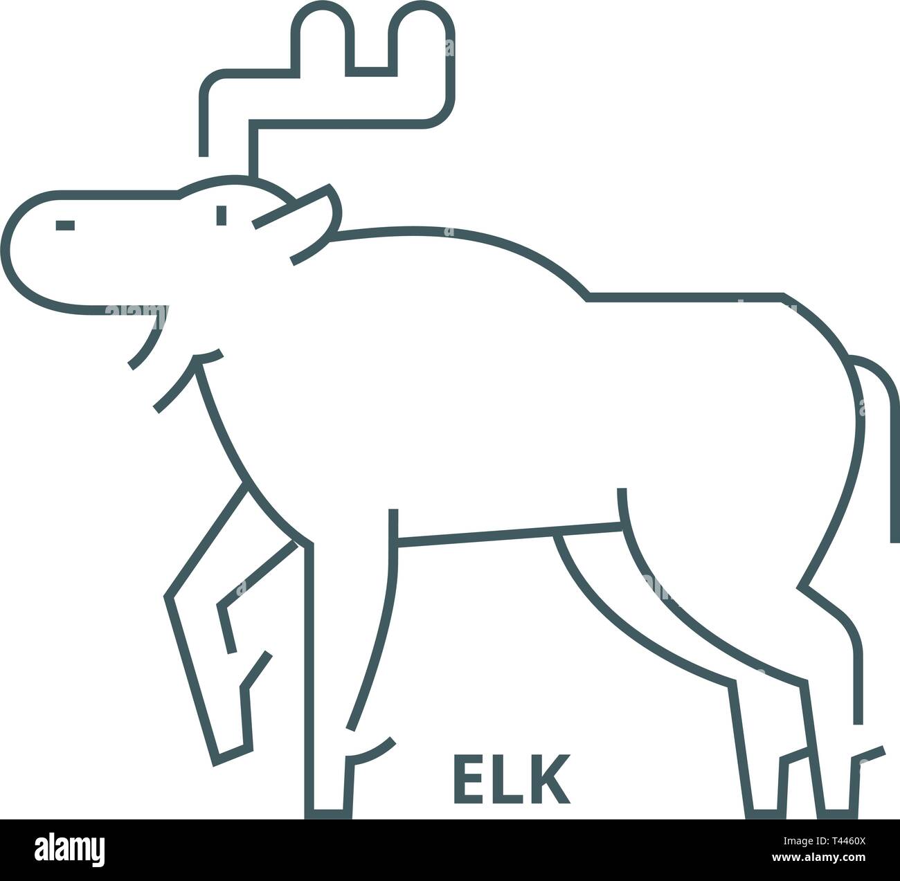 Elk line icon, vector. Elk outline sign, concept symbol, flat ...