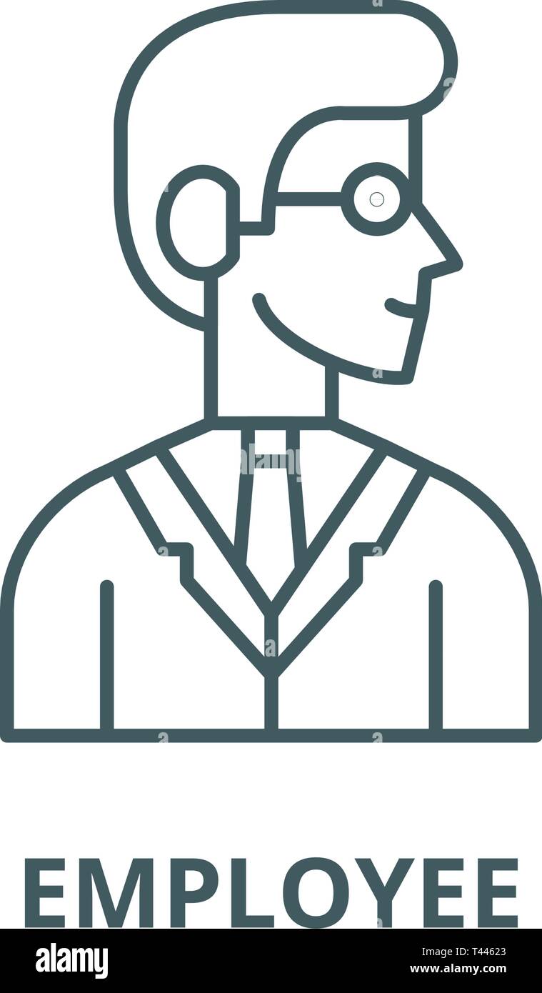 Employee line icon, vector. Employee outline sign, concept symbol, flat ...