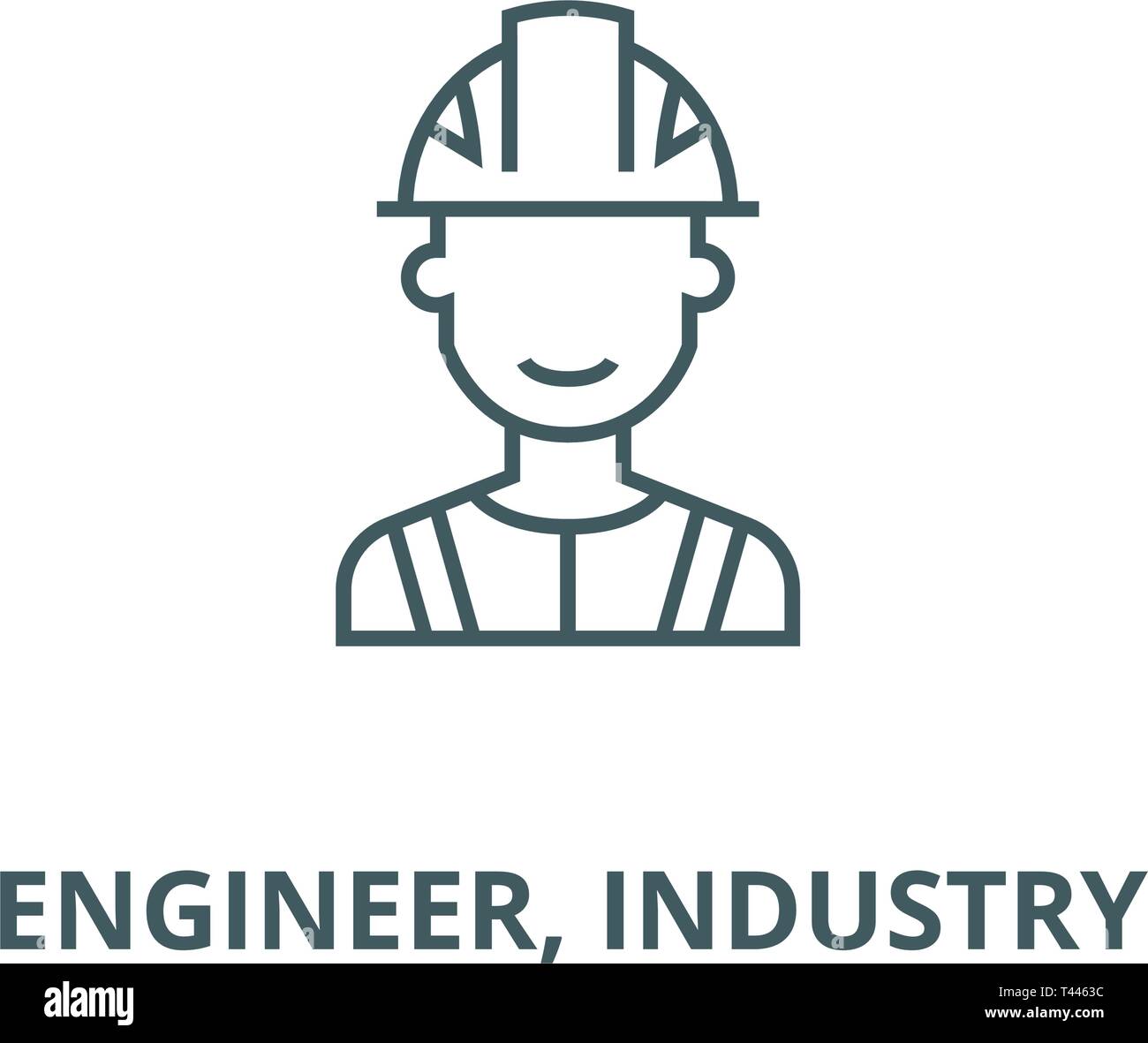 Engineer, industry line icon, vector. Engineer, industry outline sign ...