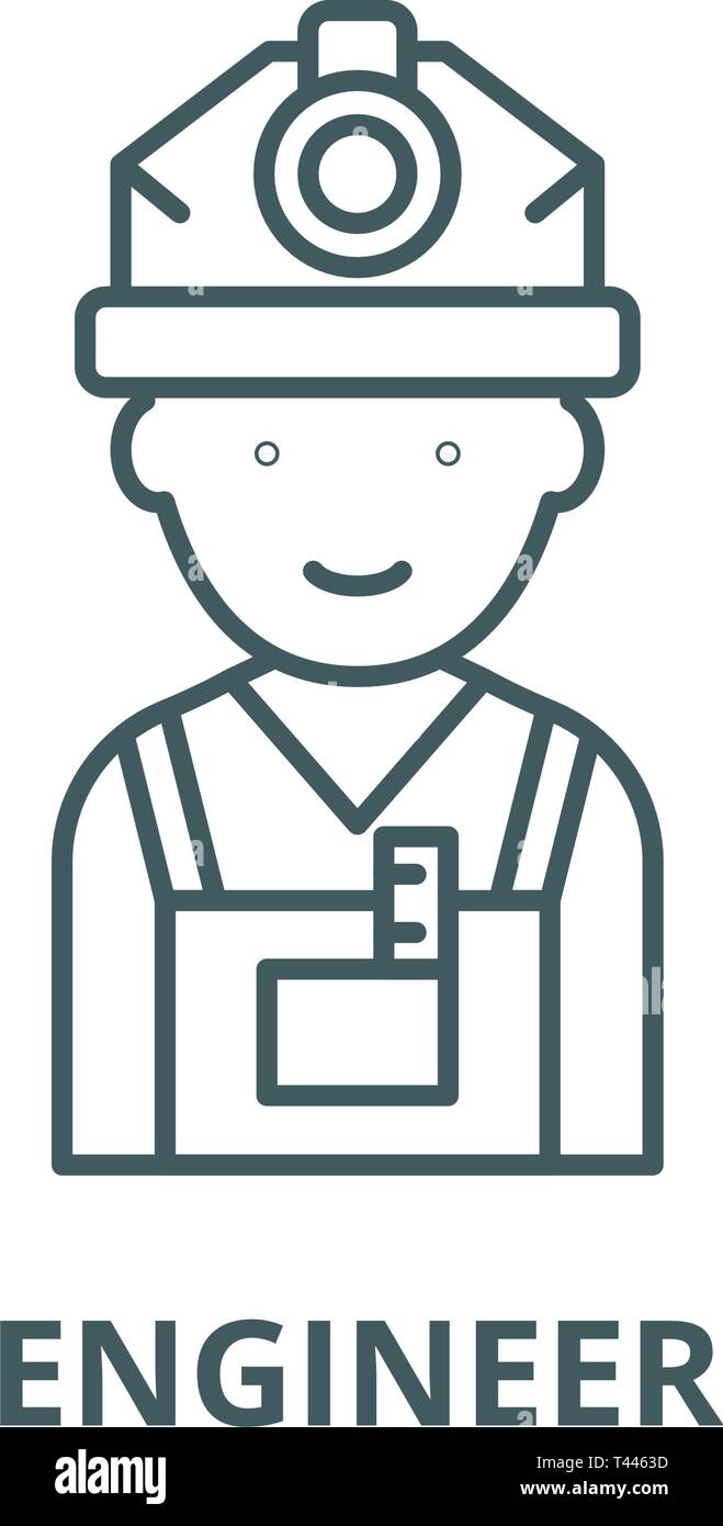 Engineer line icon, vector. Engineer outline sign, concept symbol, flat ...