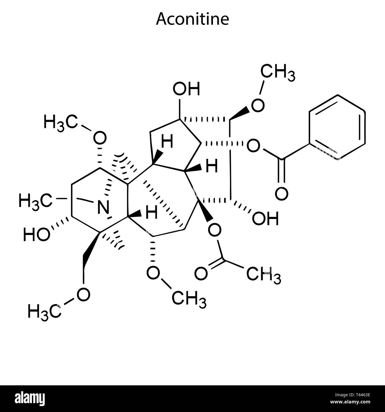 Skeletal formula of Aconitine. chemical molecule Stock Vector Image ...