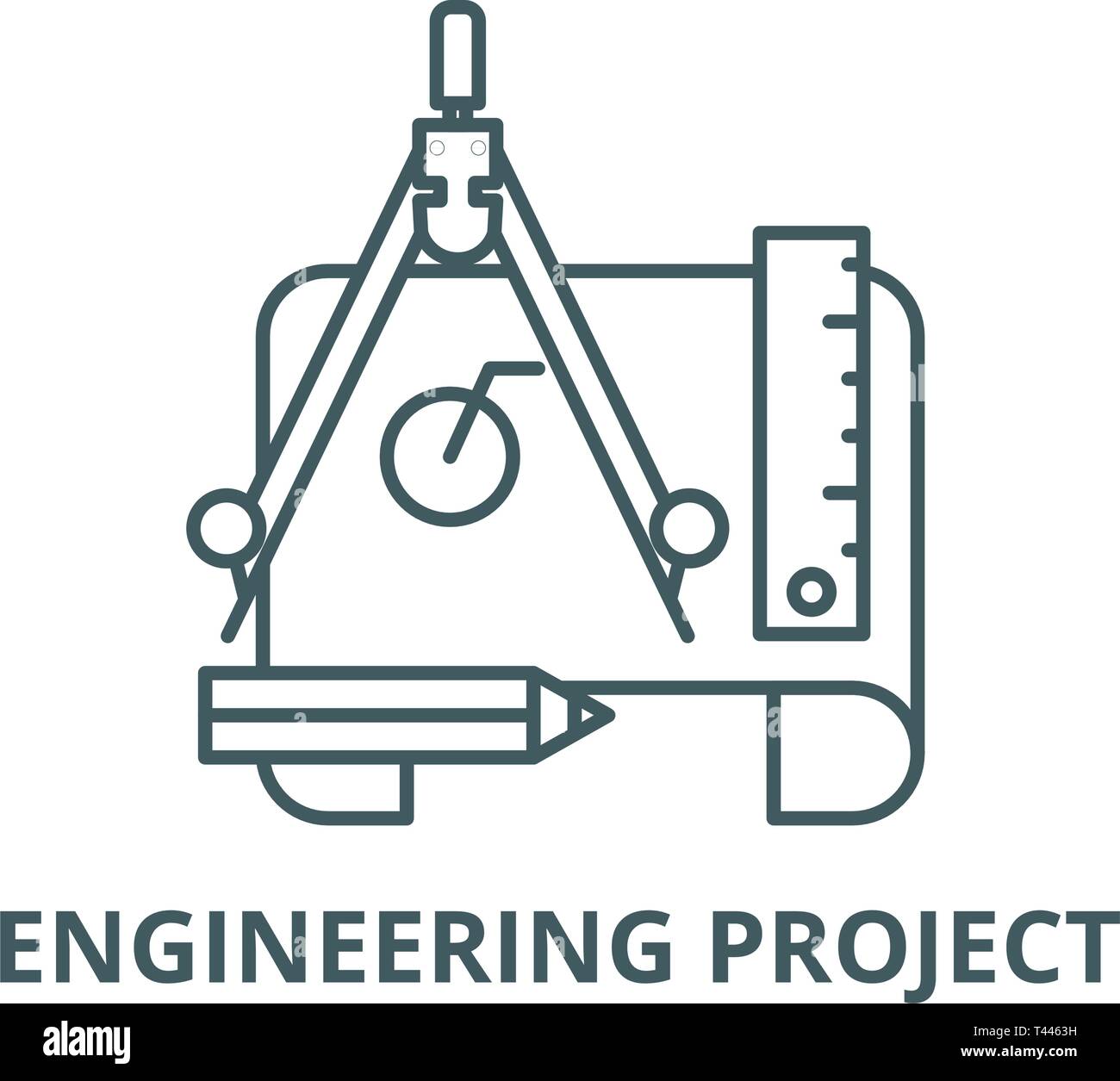Engineering project line icon, vector. Engineering project outline sign ...