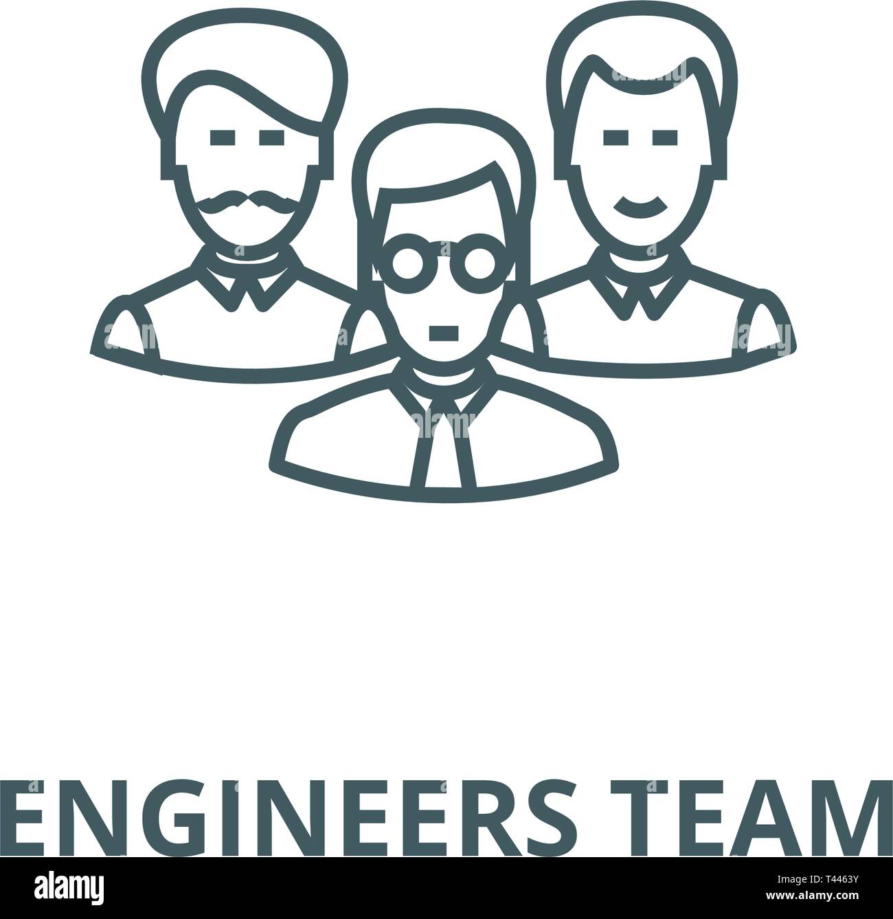 Engineers team line icon, vector. Engineers team outline sign, concept ...