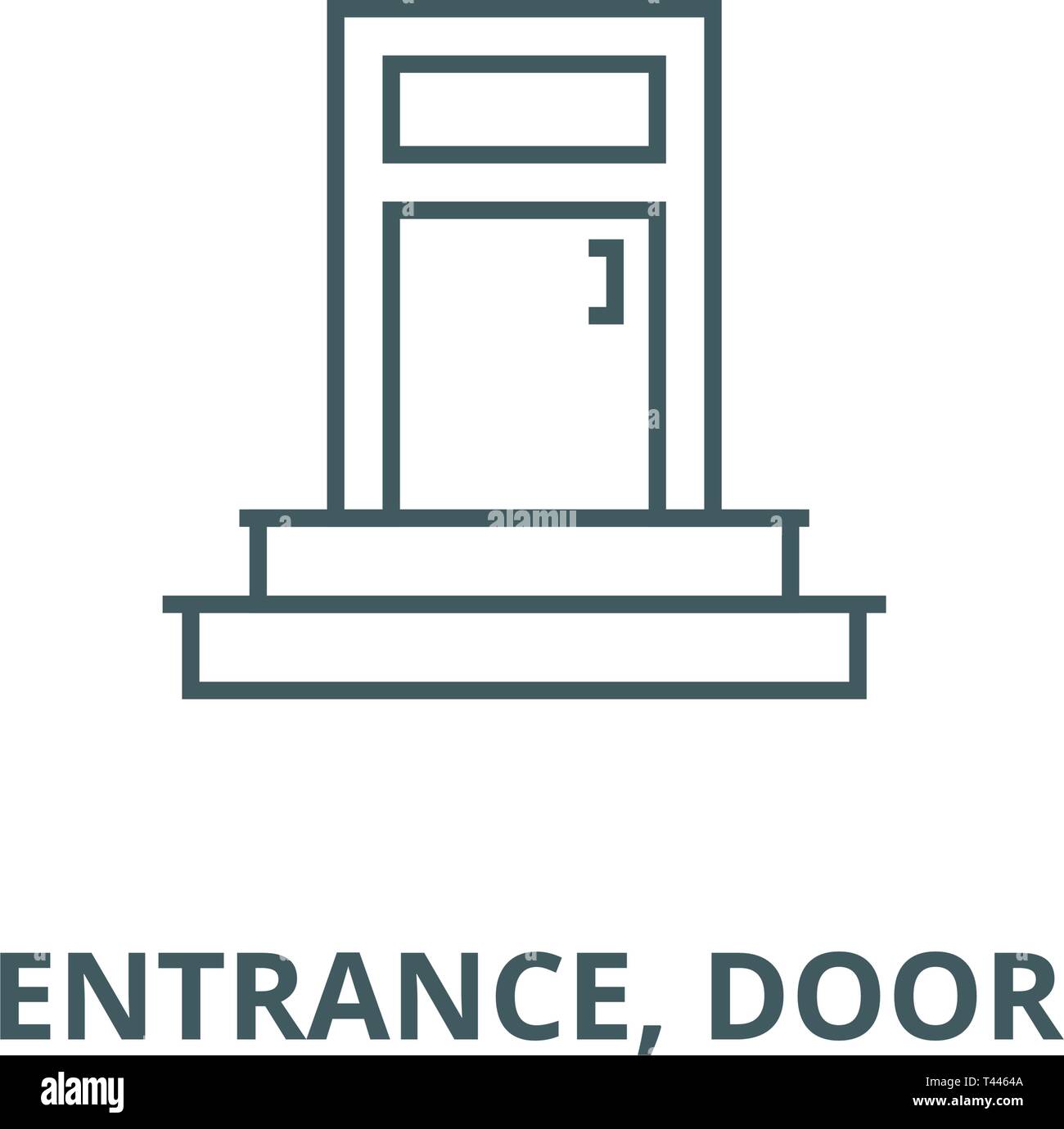 Entrance, door line icon, vector. Entrance, door outline sign, concept ...