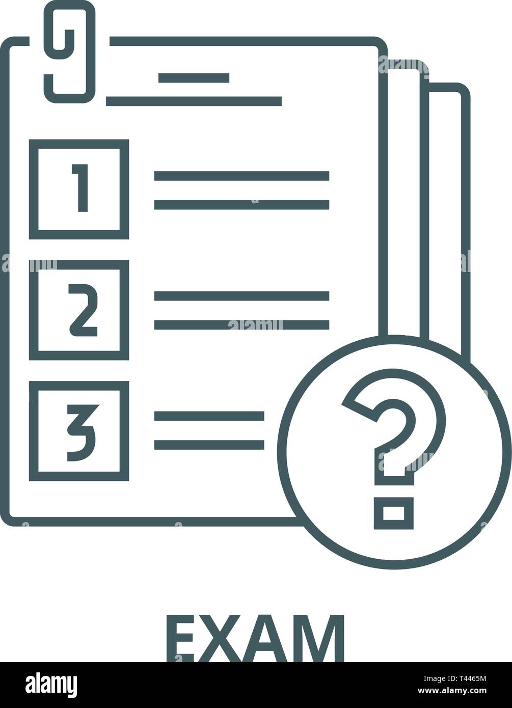 Exam line icon, vector. Exam outline sign, concept symbol, flat ...