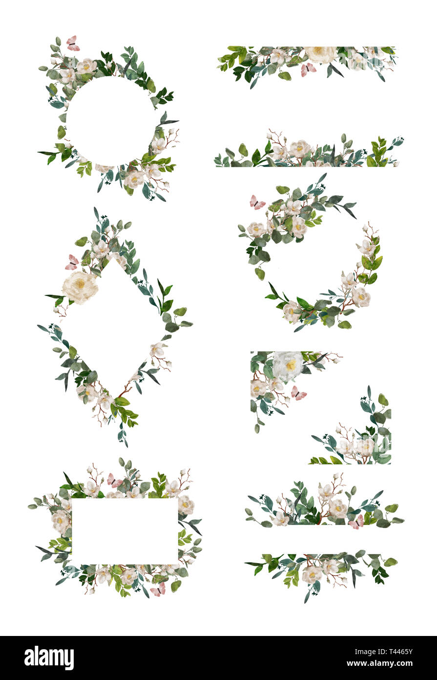Hand-painted watercolor floral wreath on white background.Wreath ...