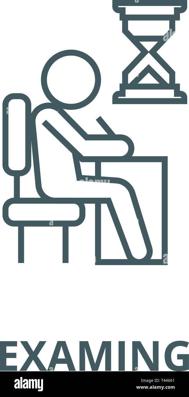 Examing, test, writing man at desk line icon, vector. Examing, test ... Examing, test, writing man at desk line icon, vector. Examing, test ...