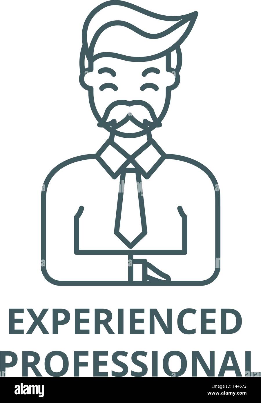 Experienced professional line icon, vector. Experienced professional ...