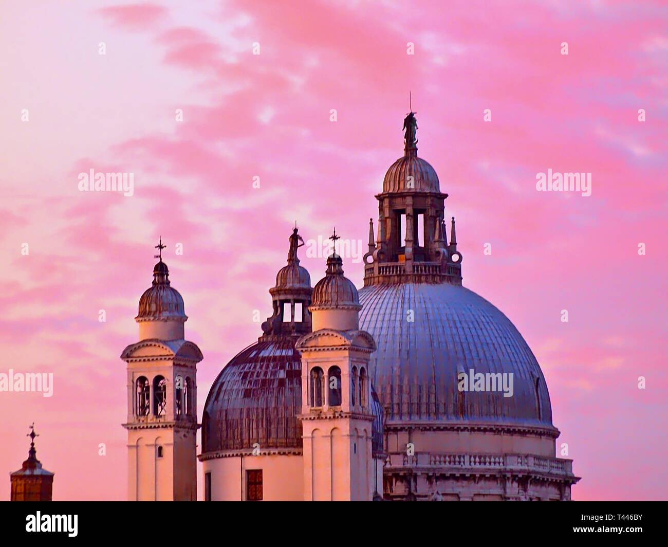 Aerial view of Santa Maria della Salute in Venice in Italy during ...