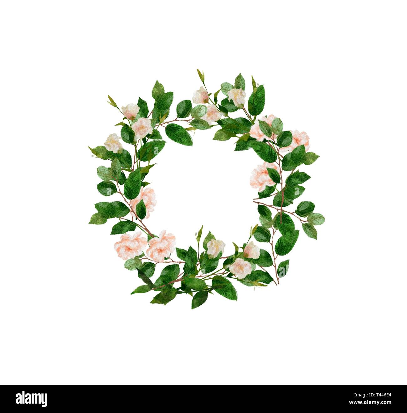 Hand-painted watercolor floral wreath on white background.Wreath ...