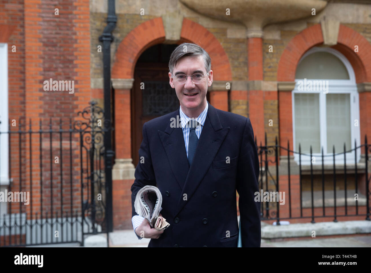 Jacob Rees-Mogg, leaves his home in Westminster to go to Parliament ...