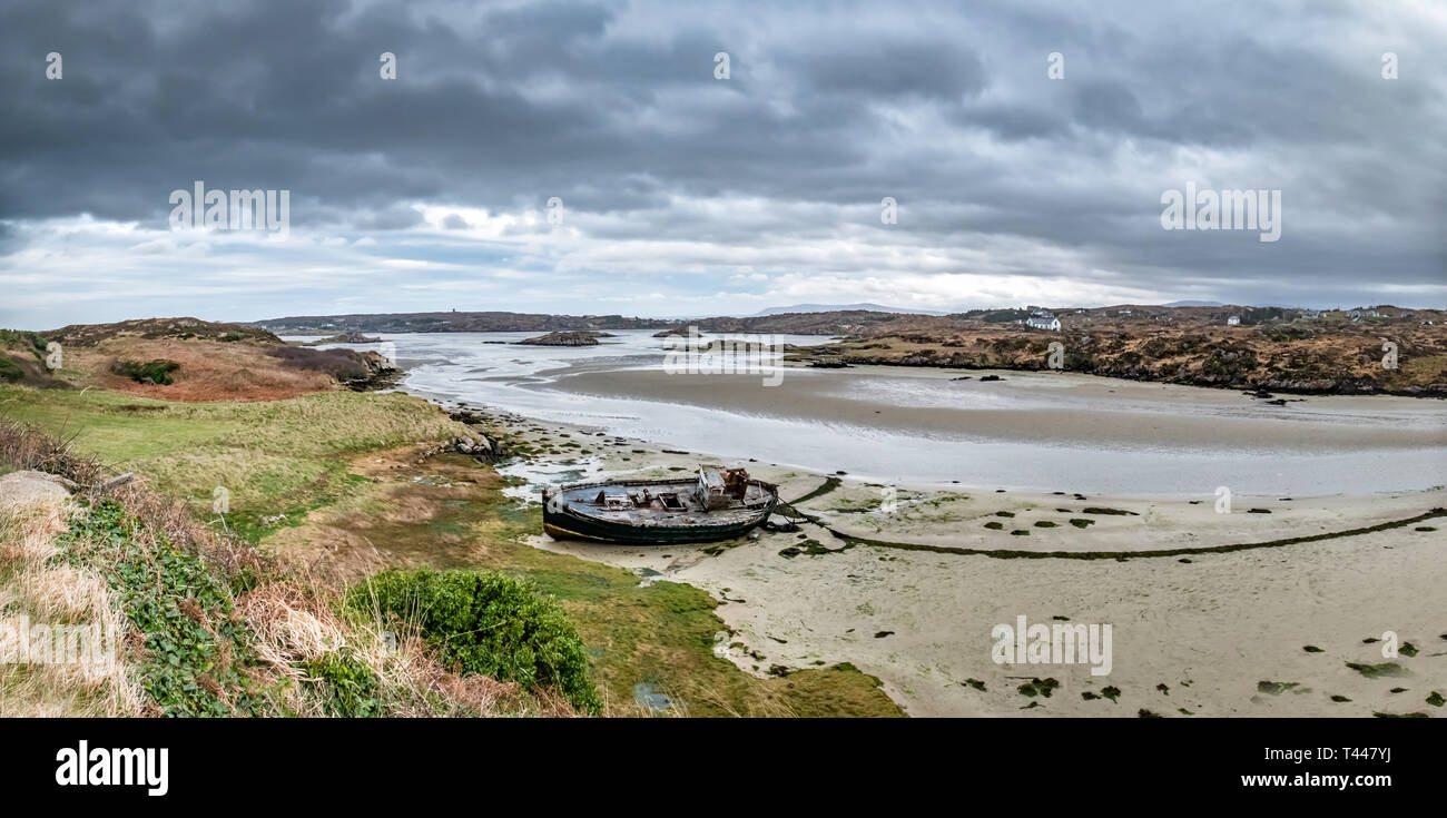 A ship wreck lying on the beach at Cruit Island, Donegal - Ireland ...