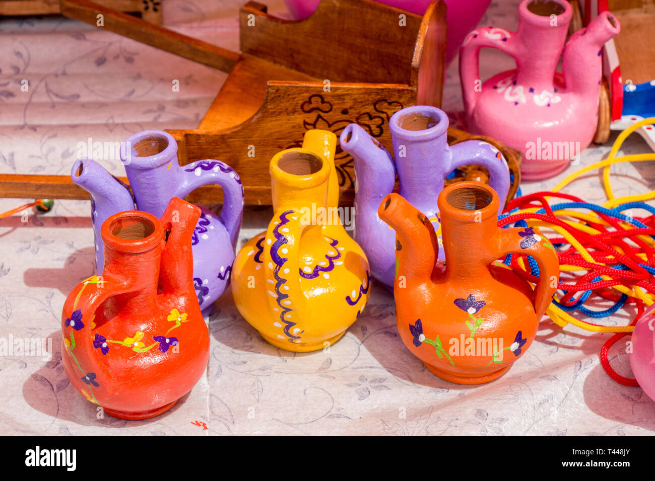 Very old style clay ewer water jar in view Stock Photo - Alamy