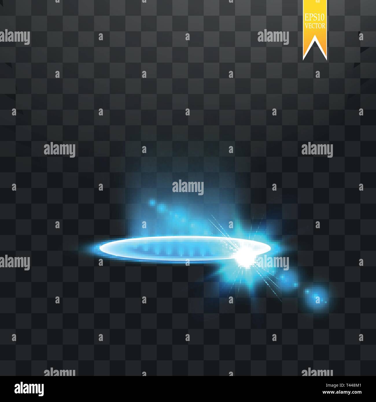 Futuristic teleport. Magic fantasy portal. Light effect. Blue candles ...