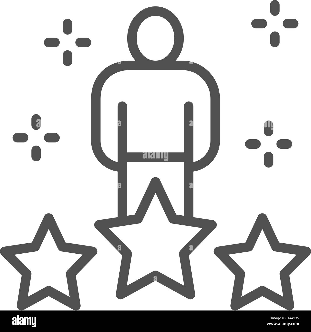 Human with big stars, worker rating, assessment, feedback line icon ...