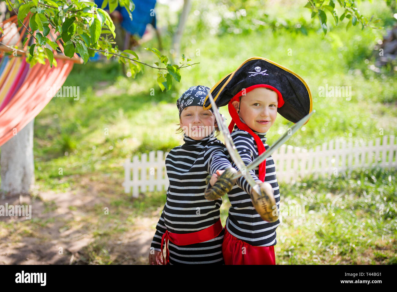children play pirates outdoors Stock Photo - Alamy
