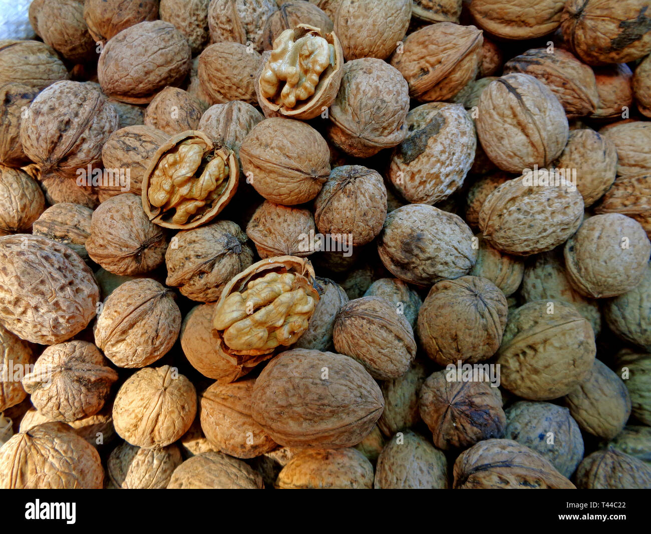 Pile of Raw Walnuts with Nutshells for Sale at the Local Market Stock ...