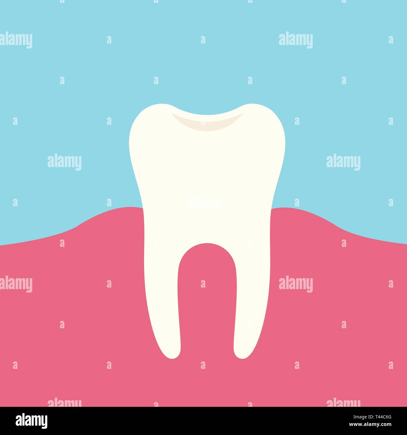 Flat design illustration of tooth and pink gums - vector Stock Vector ...