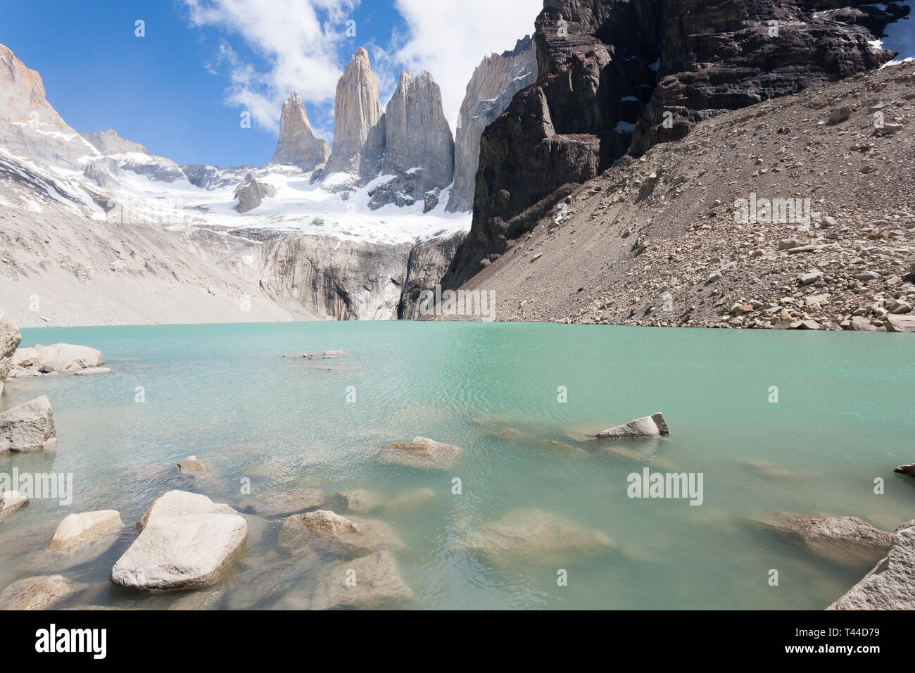 Torres del Paine peaks view, Chile. Chilean Patagonia landscape. Base ...