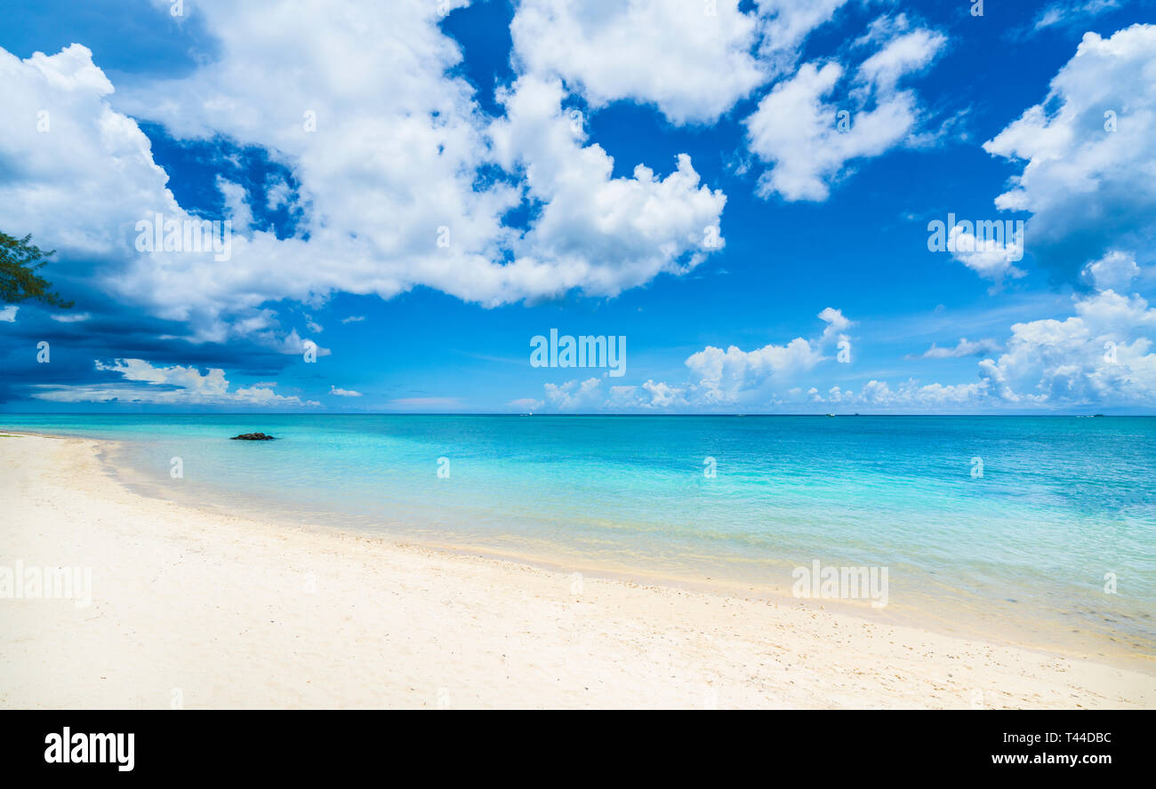 Tropical scenery with amazing beaches of Mauritius island Stock Photo ...