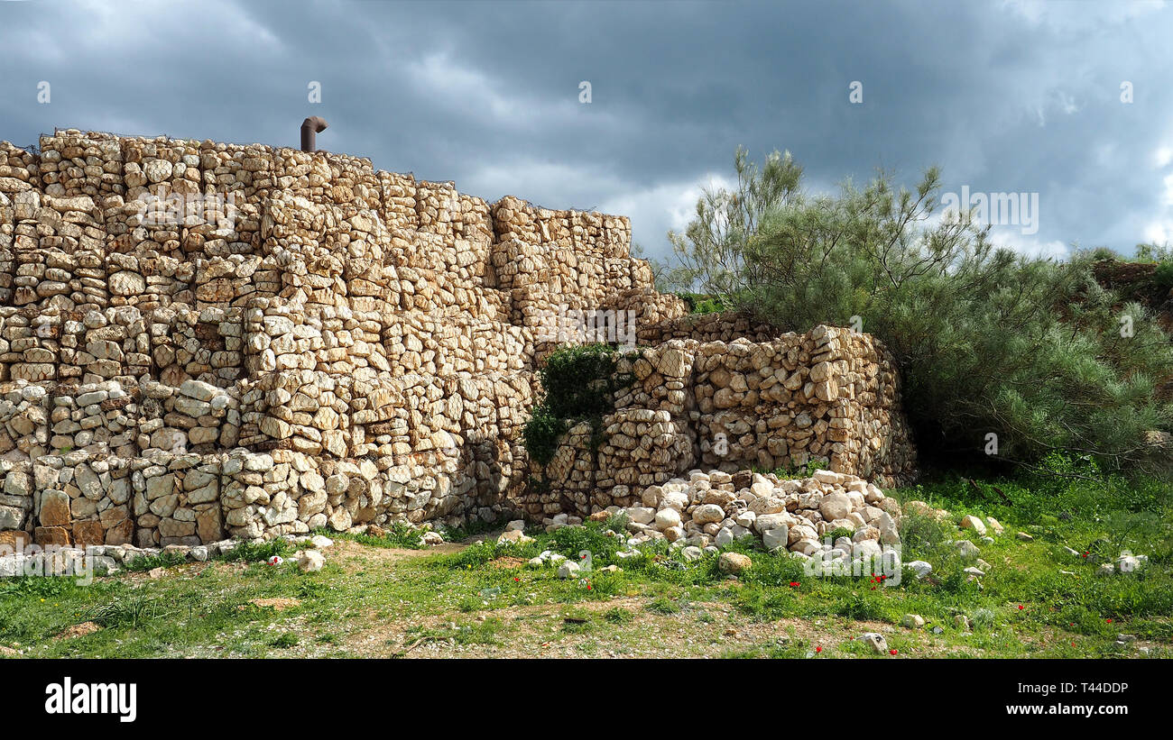 Jordanian old military bunker. Remains of the war in Israel on the ...