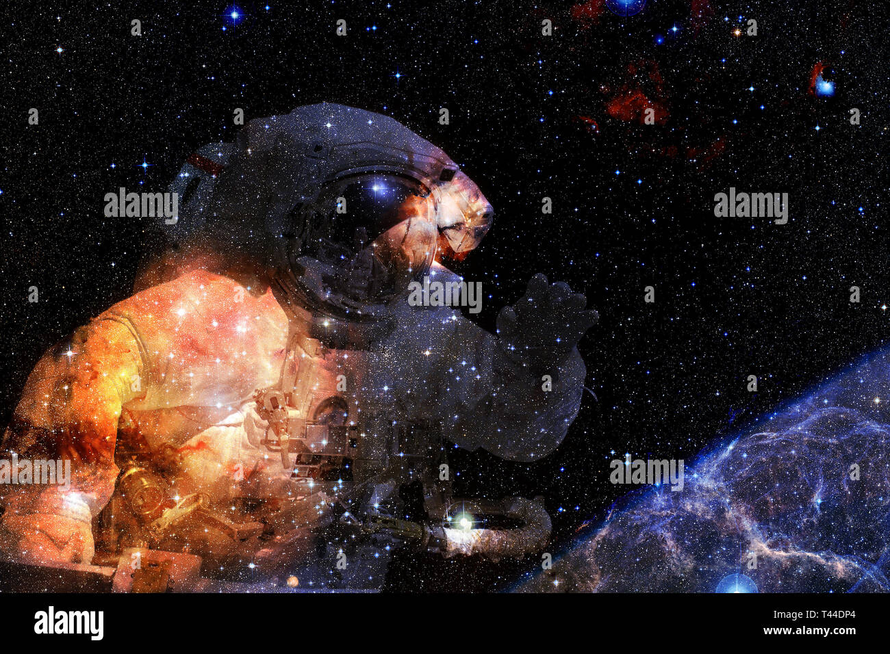 Astronaut in deep space. Cosmic art. Elements of this image furnished ...