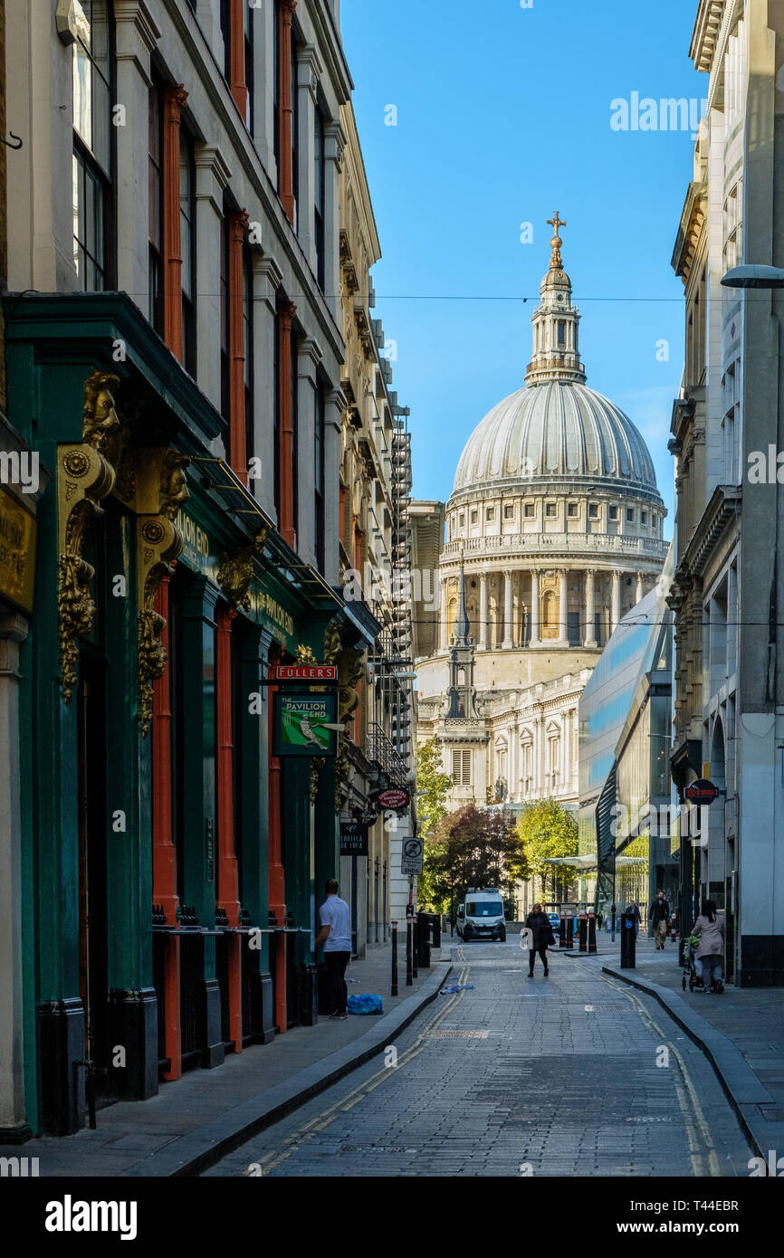 St Pauls Cathedral from Watling Street, Mansion House, London Stock ...