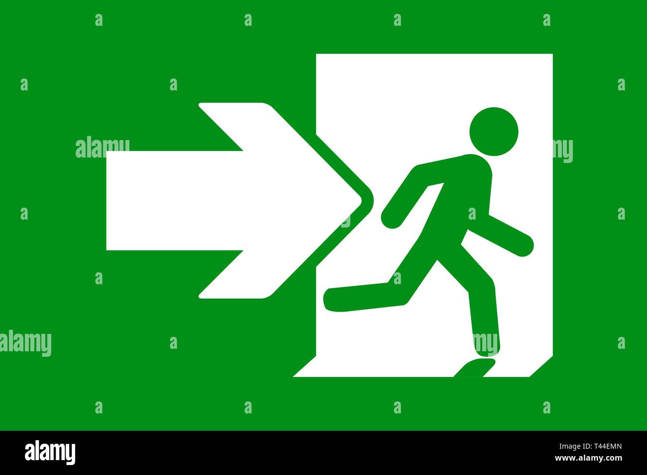 Green emergency exit sign. Simple flat illustration Stock Vector Image ...
