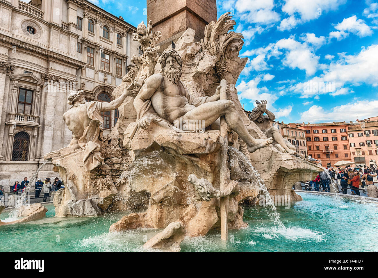 ROME - NOVEMBER 18: The beautiful Fountain of the Four Rivers, iconic ...