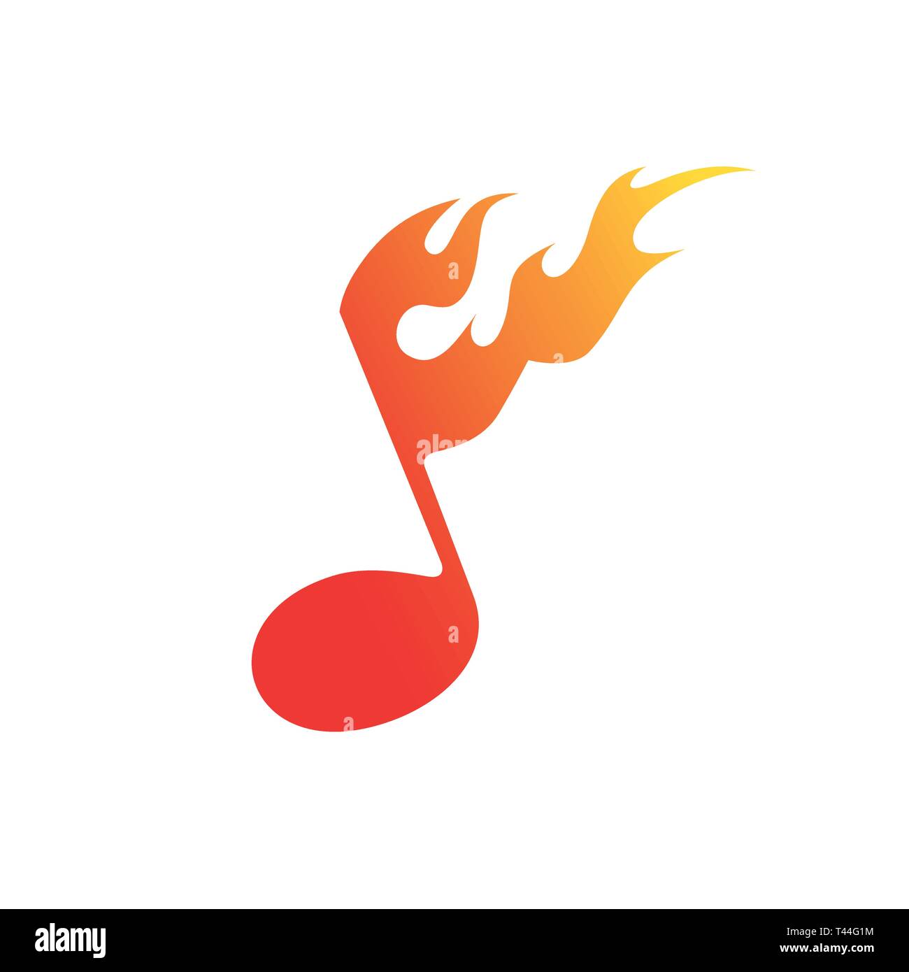 Vector sing of a note with a stylized flame. The symbol of fire and ...