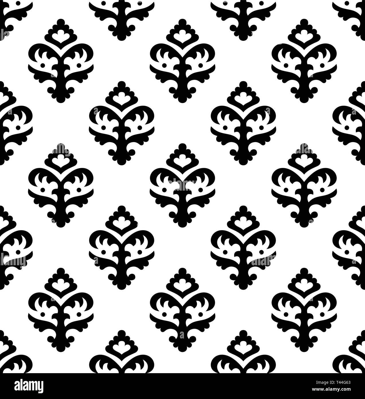 Black and white vector ornament in the Renaissance style. Seamless ...