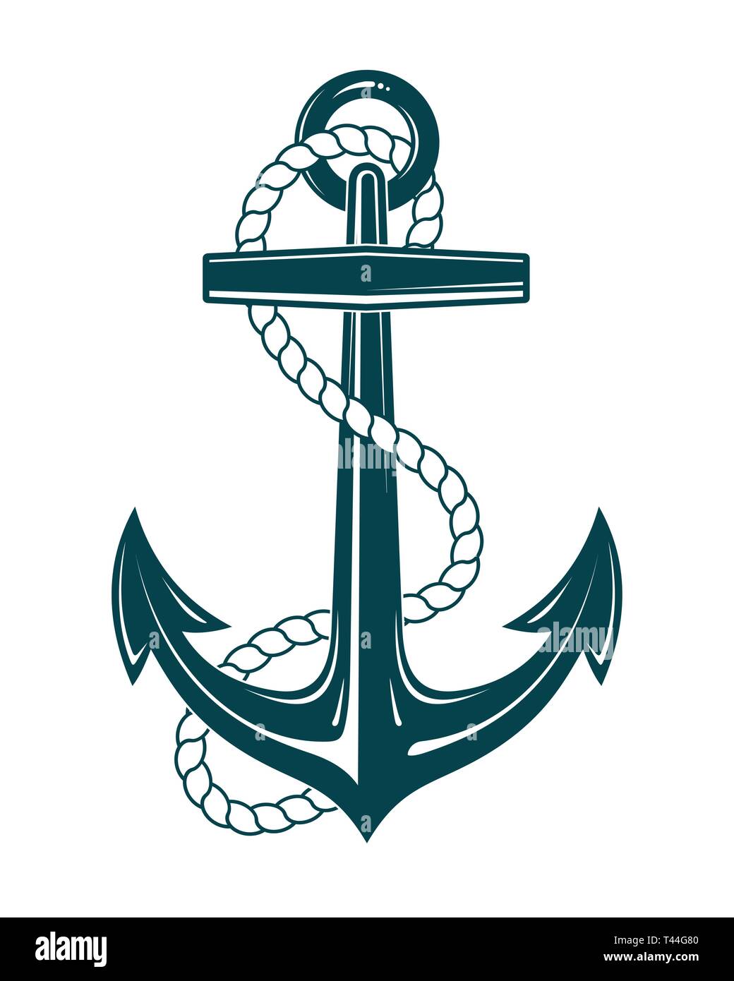 Nautical Anchor with rope. Vector illustraration isolated Stock Vector ...