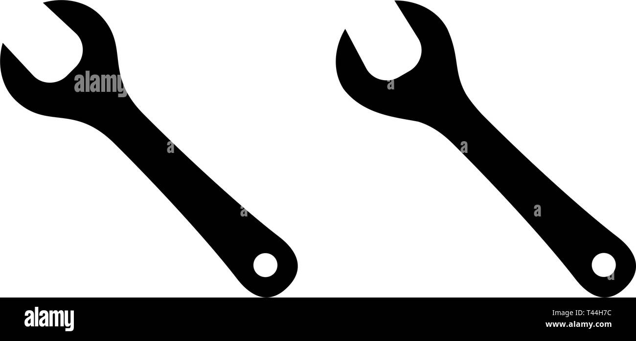 Simple one sided wrench ( spanner ) sign. Two versions, one slightly ...