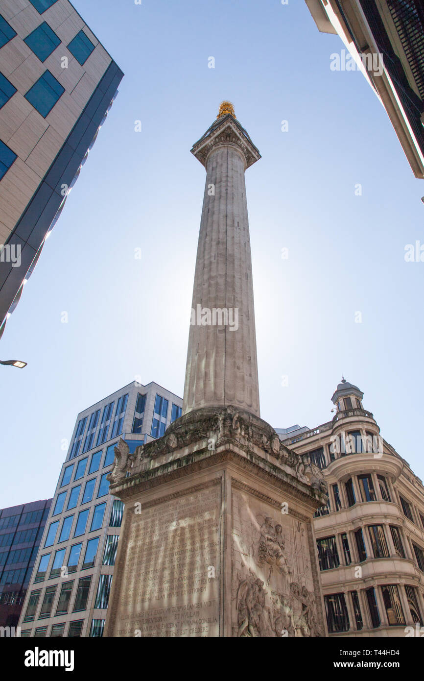 The Monument Memorial column to the Great Fire of London designed by ...
