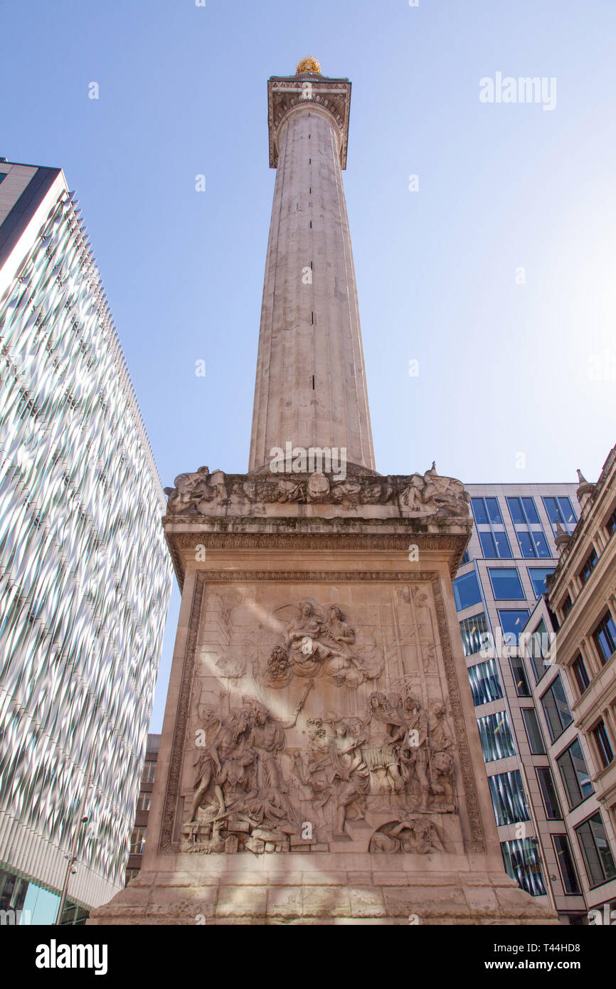 The Monument Memorial column to the Great Fire of London designed by ...