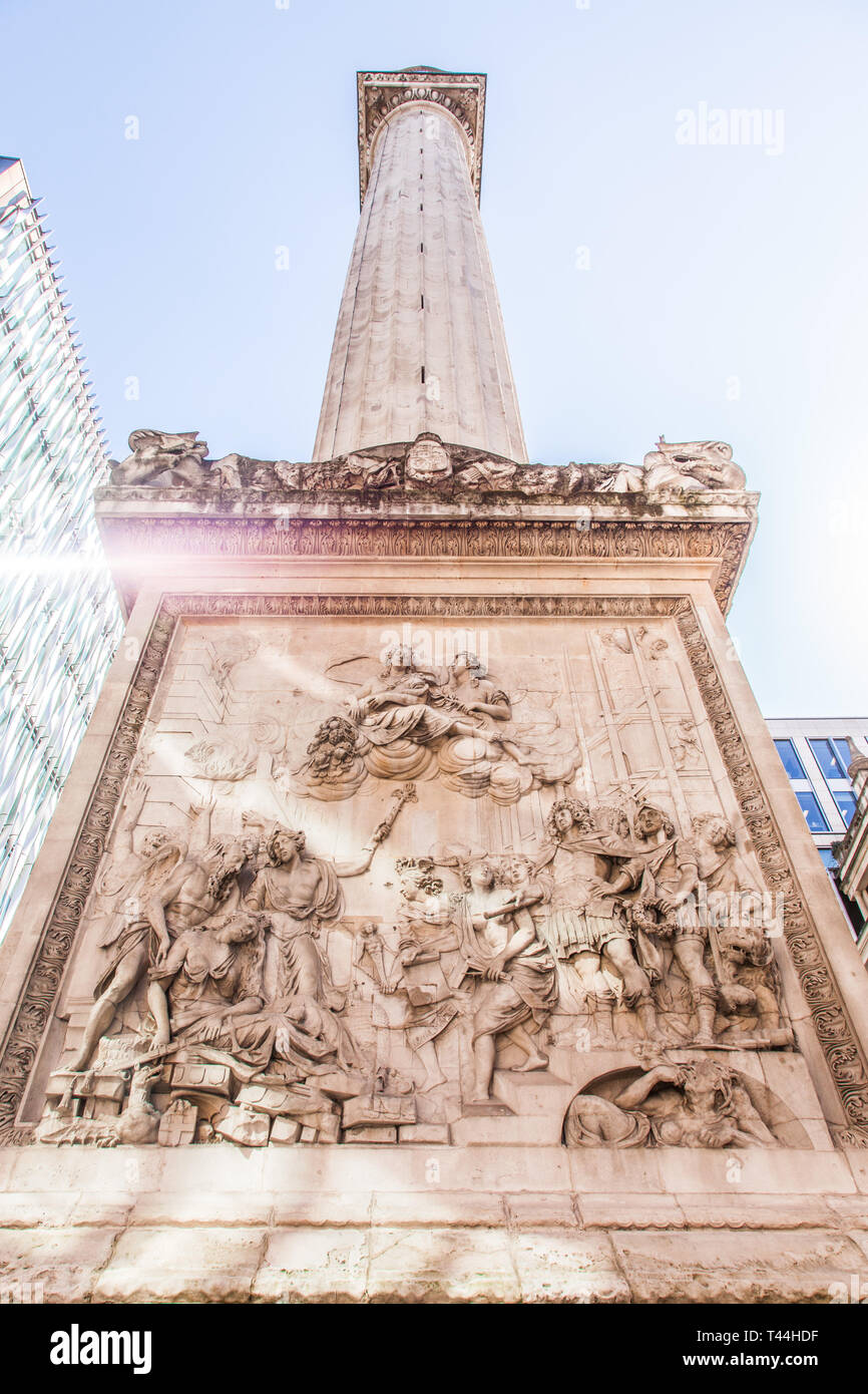The Monument Memorial column to the Great Fire of London designed by ...