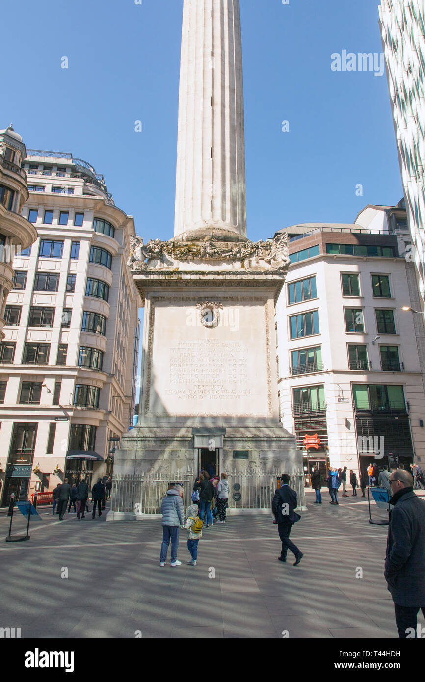 The Monument Memorial column to the Great Fire of London designed by ...